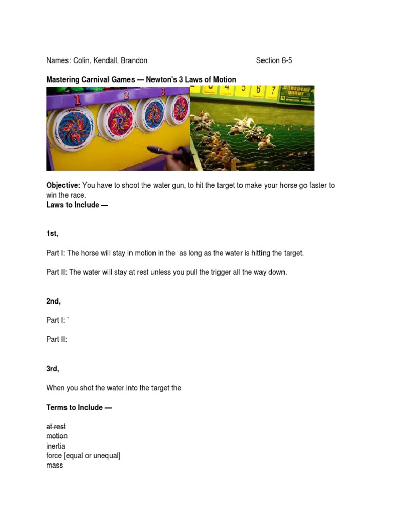 Mastering Carnival Games - Newton's 3 Laws of Motion | PDF