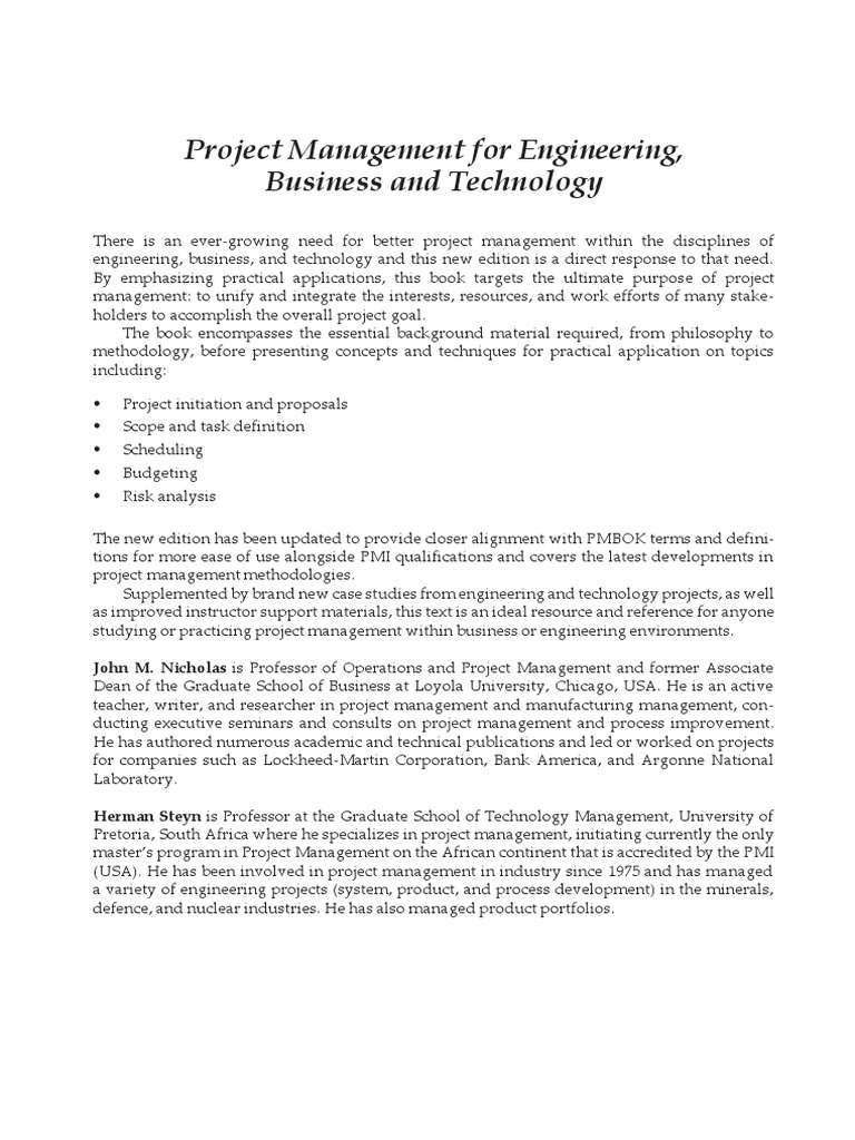 John M.nicholas Project Management | PDF | Project Management | Engineering