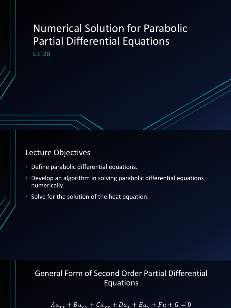 Numerical Solution For Parabolic Partial Differential Equations | PDF | Equations | Partial ...