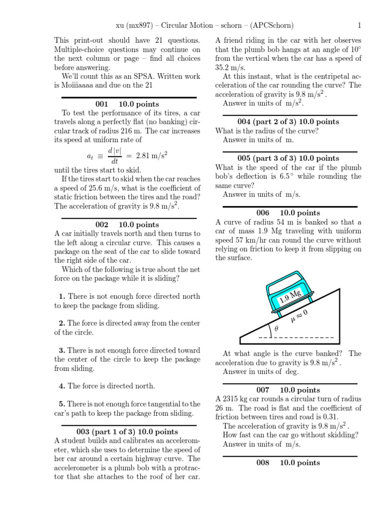 Circular Motion - Problems | PDF | Acceleration | Force