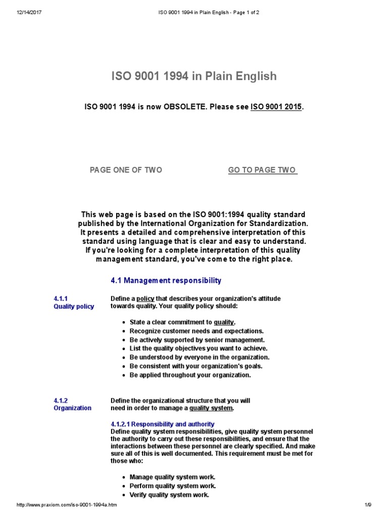 Iso 9001 1994 | PDF | Quality Management System | Iso 9000