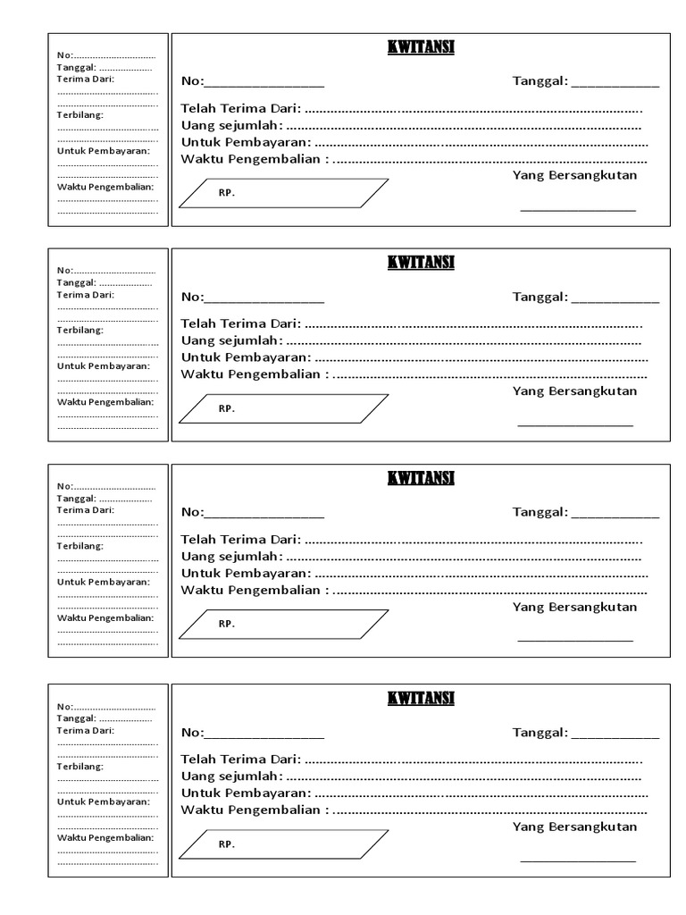 Form Kosong Kwitansi Pdf - Riset