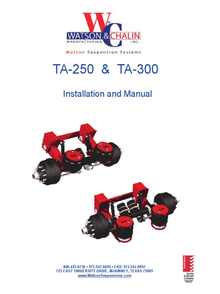 TA-250 & TA-300 Installation Manual | PDF | Nut (Hardware) | Suspension ...