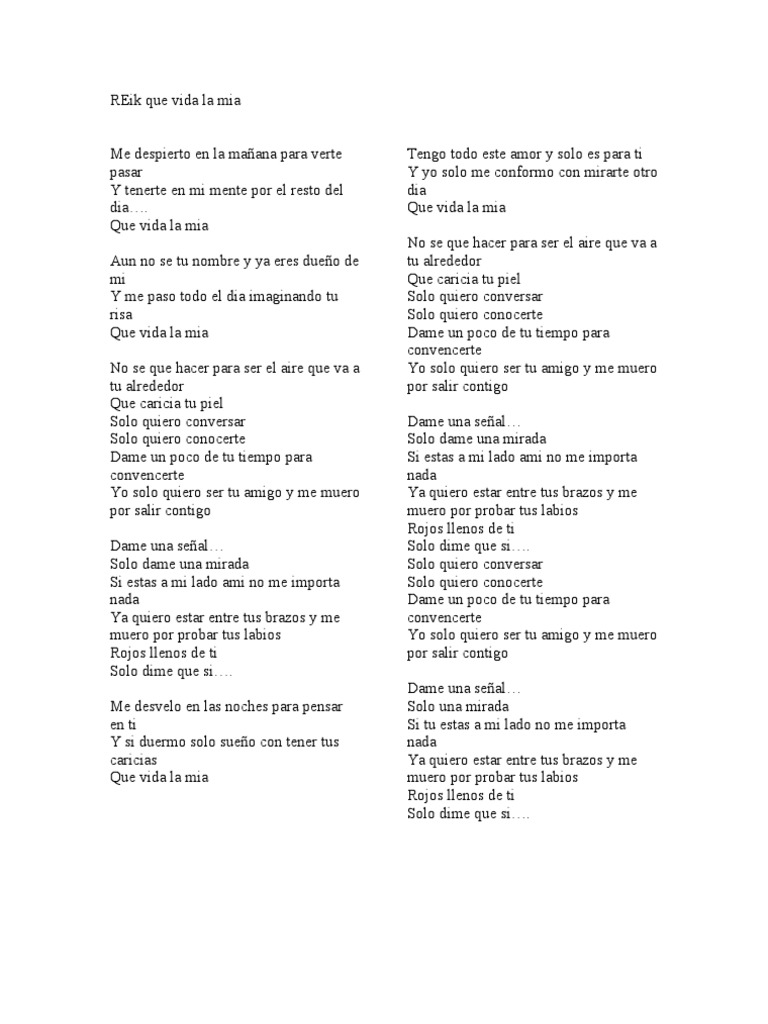REik Que Vida La Mia | PDF