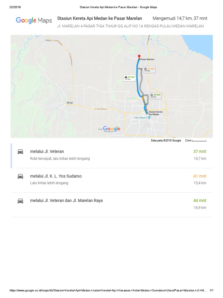 Stasiun Kereta API Medan Ke Pasar Marelan - Google Maps | PDF