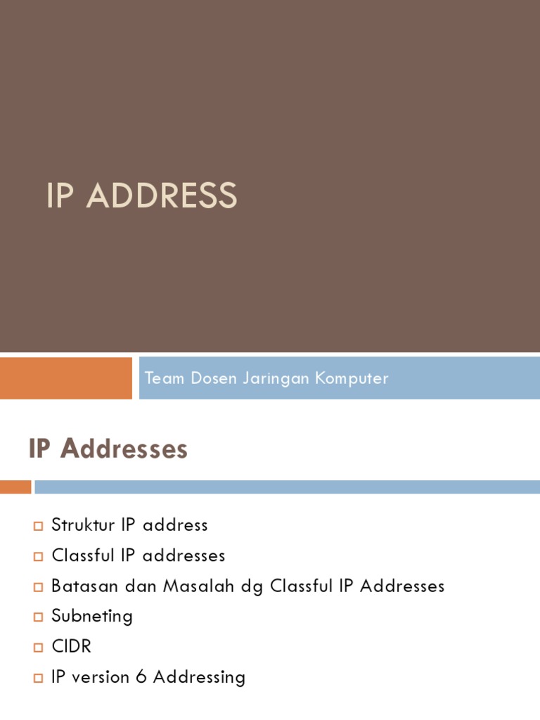 Ip Address: Team Dosen Jaringan Komputer | PDF
