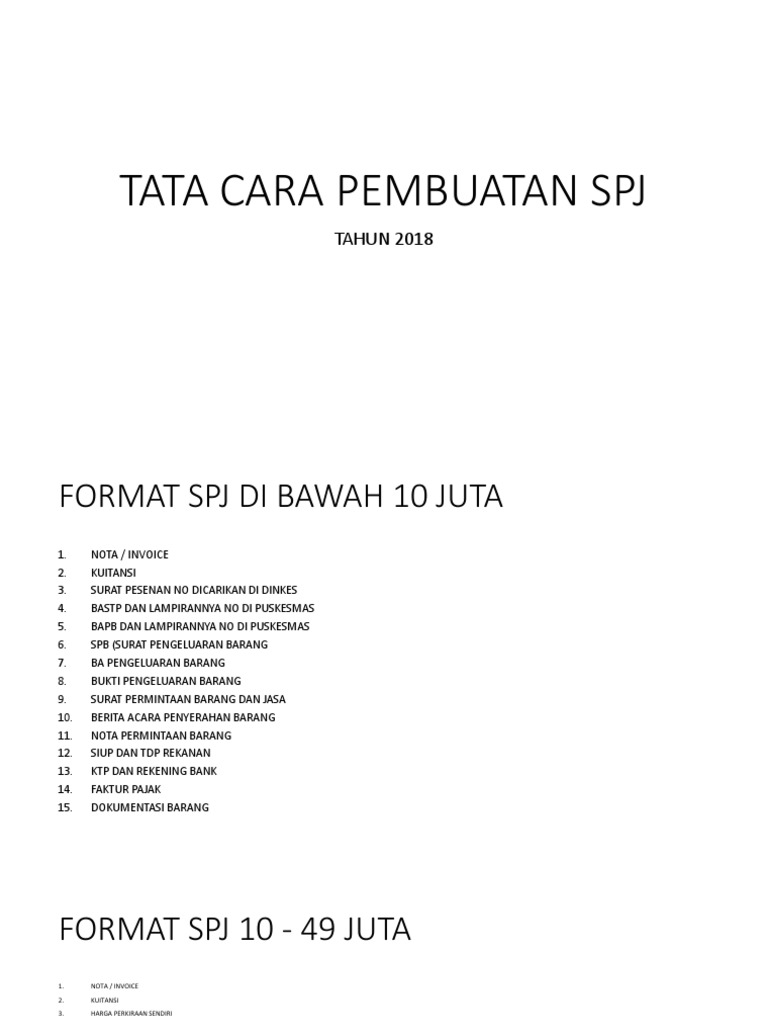 Tata Cara Pembuatan SPJ | PDF