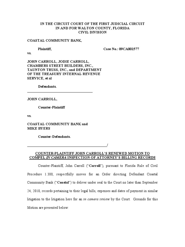 Motion for in Camera Inspection | Attorney's Fee | Lawsuit