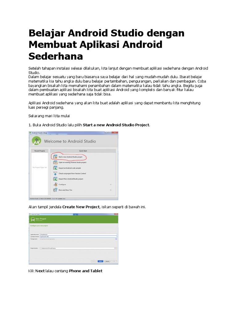 Belajar Android Studio Dengan Membuat Aplikasi Android Sederhana | PDF