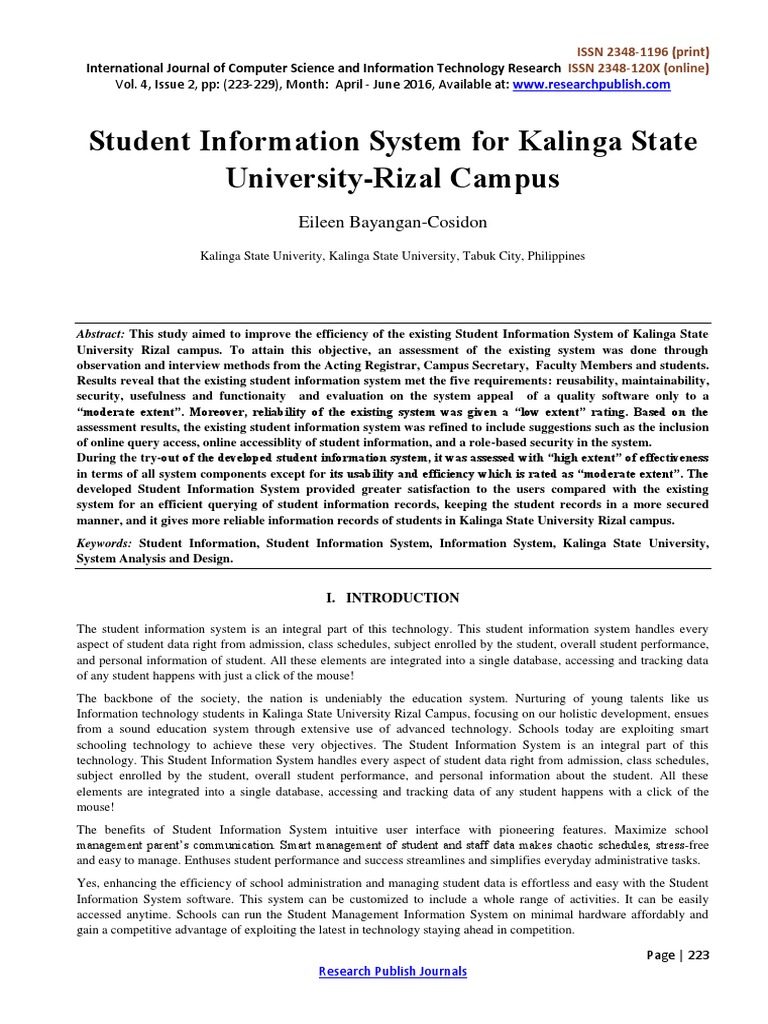 Enhancing Student Information System at KSU | PDF | Information System ...