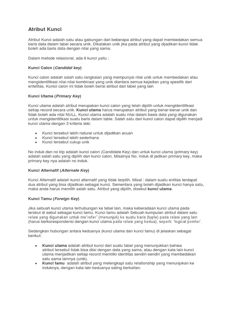 Atribut Kunci | PDF