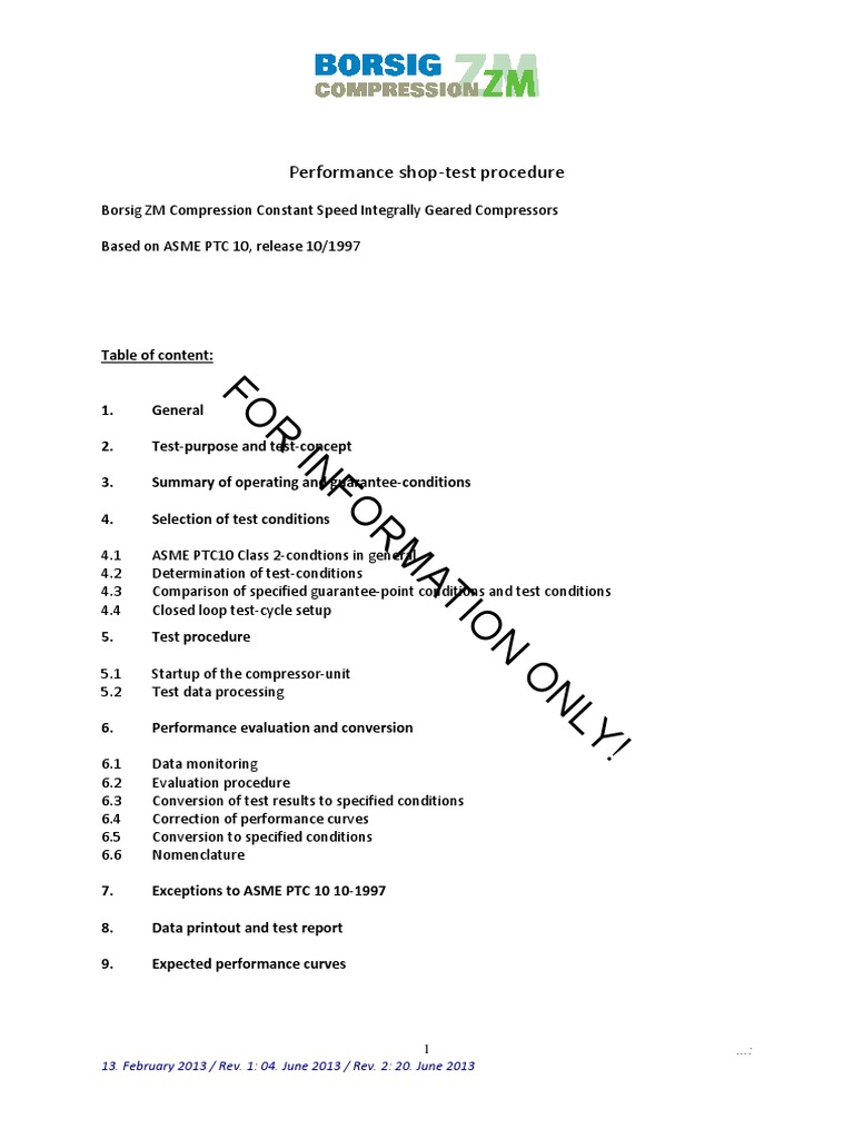 Compressor Performance Test Procedure Shaybah Rev.2 Borsig | PDF ...