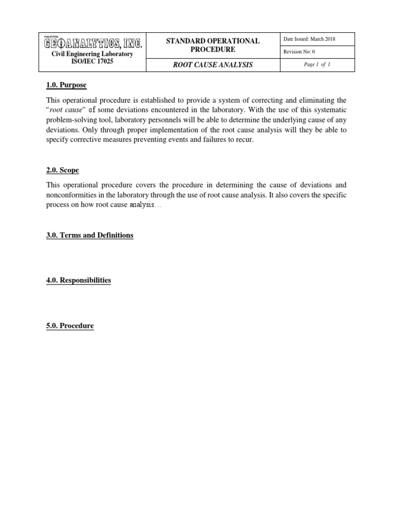 SOP - Root Cause Analysis Draft | PDF