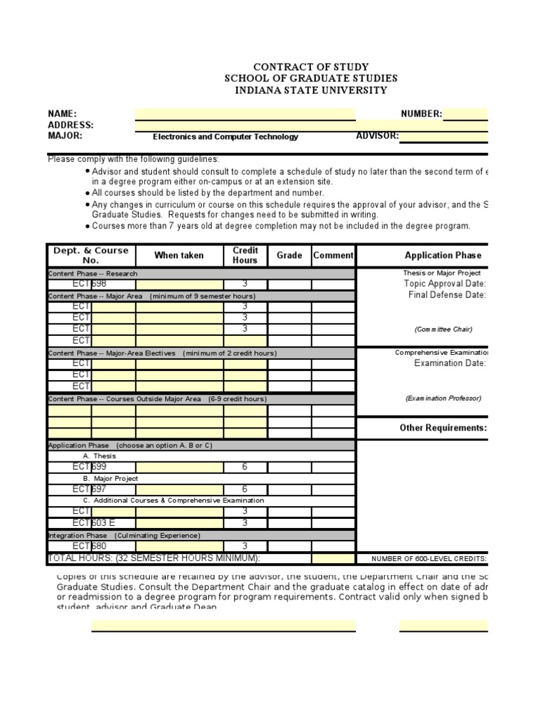 Graduate Study Contract - ECT Program | PDF | Graduate School | Course ...