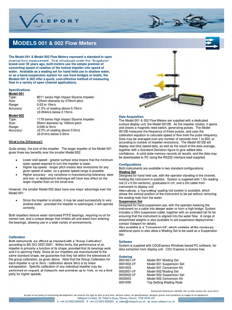 Valeport Model001-002 v2b | PDF | Flow Measurement | Calibration
