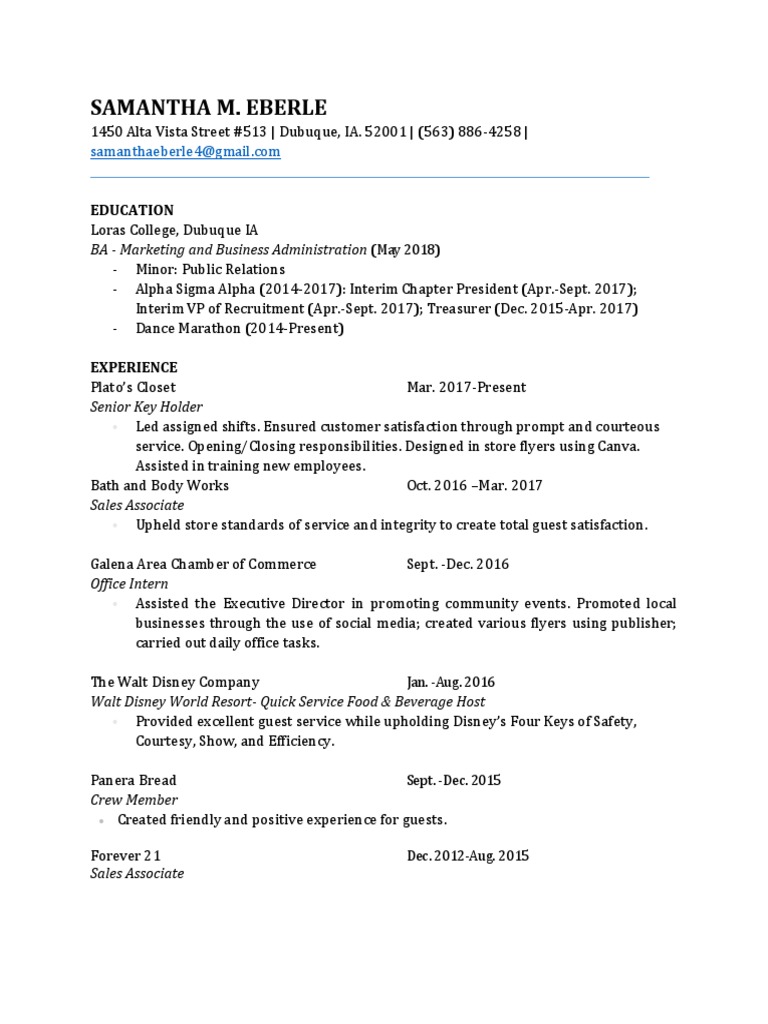 Samantha Eberle - Resume | PDF