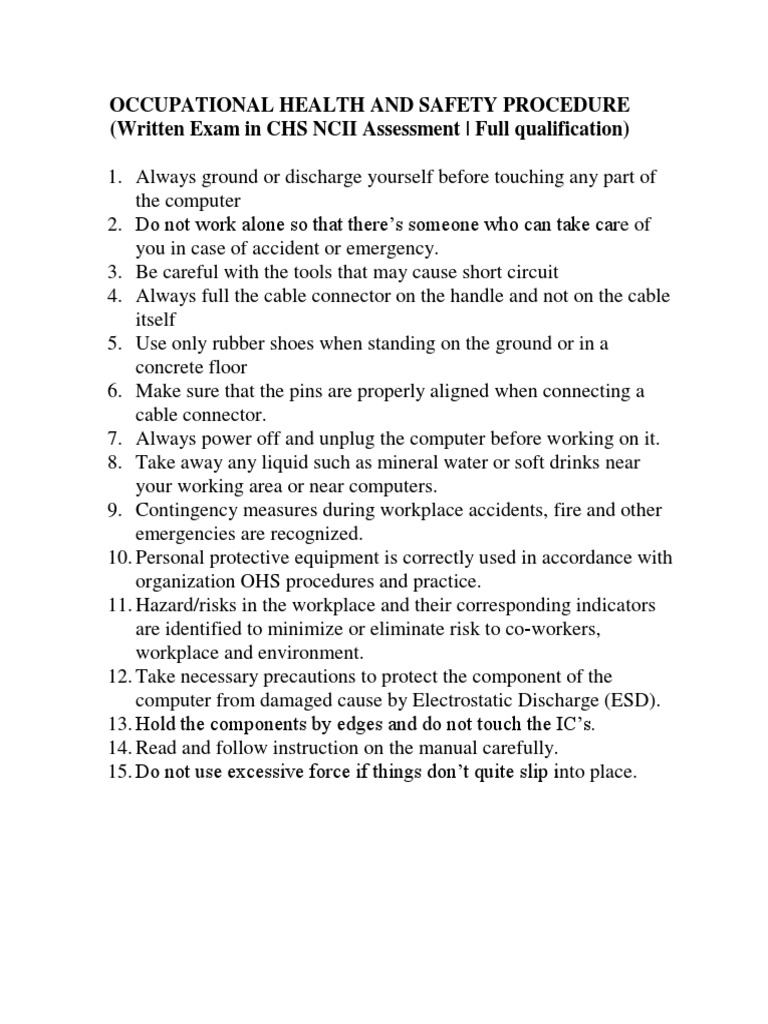 Occupational Health and Safety Procedure | PDF