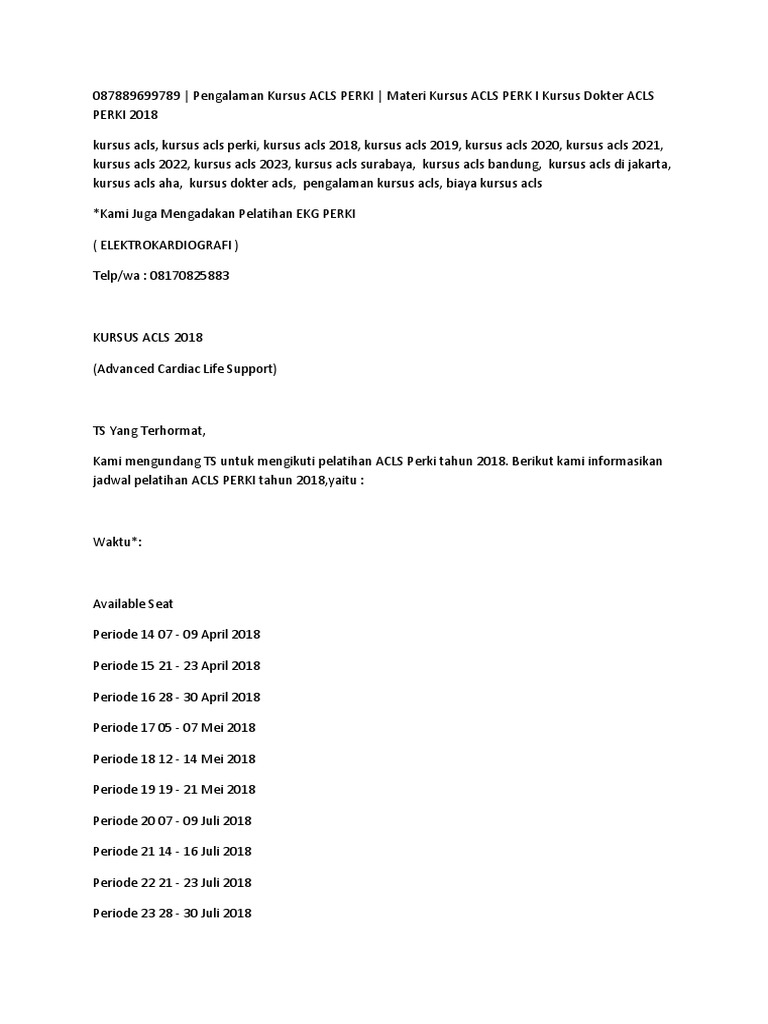 Sertifikat Kursus ACLS PERKI 2018 | PDF