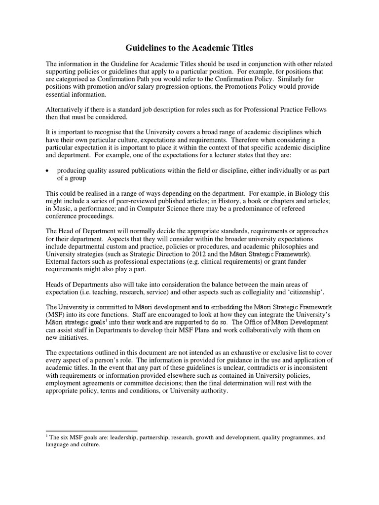 GUIDE Academic titles guidelines | PDF | Discipline (Academia) | University
