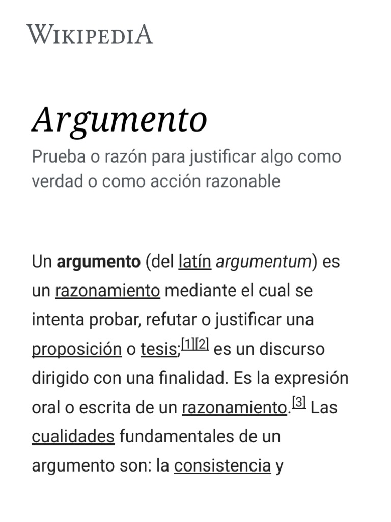 Argumento - Wikipedia, La Enciclopedia Libre | Argumento | Metodología ...