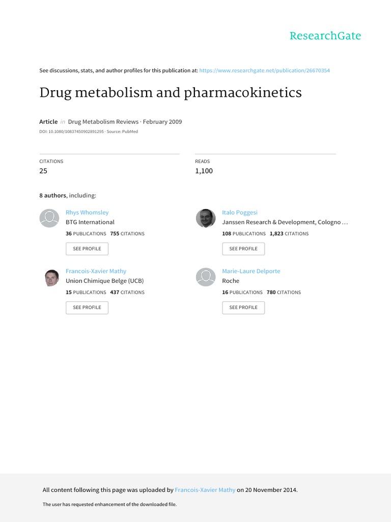Drug Metabolism and Pharmacokinetics | PDF | Pharmacokinetics ...
