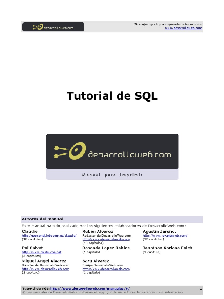 Manual Tutorial SQL | PDF