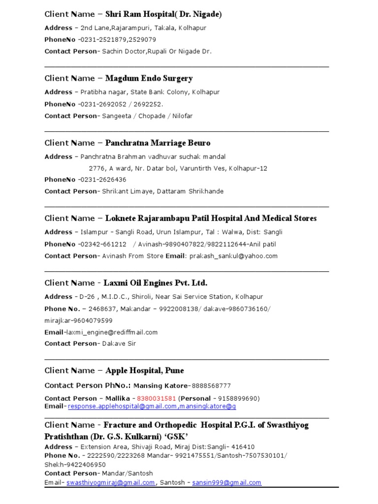 Hospital List and Contacts | PDF | Sikhism