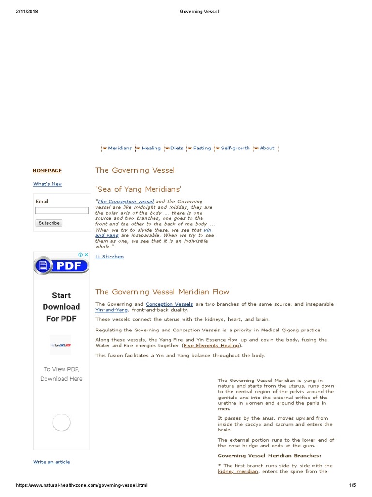 The Governing Vessel 'Sea of Yang Meridians': Start Download For PDF ...