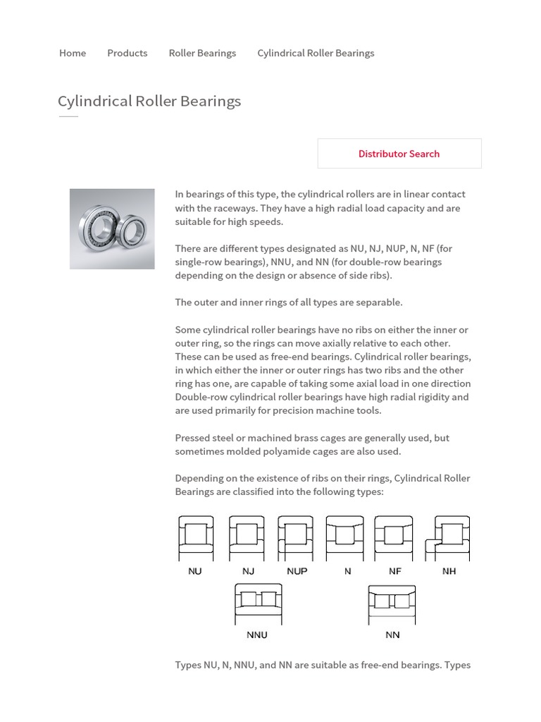 Cylindrical Roller Bearings: Distributor Search | PDF | Bearing ...