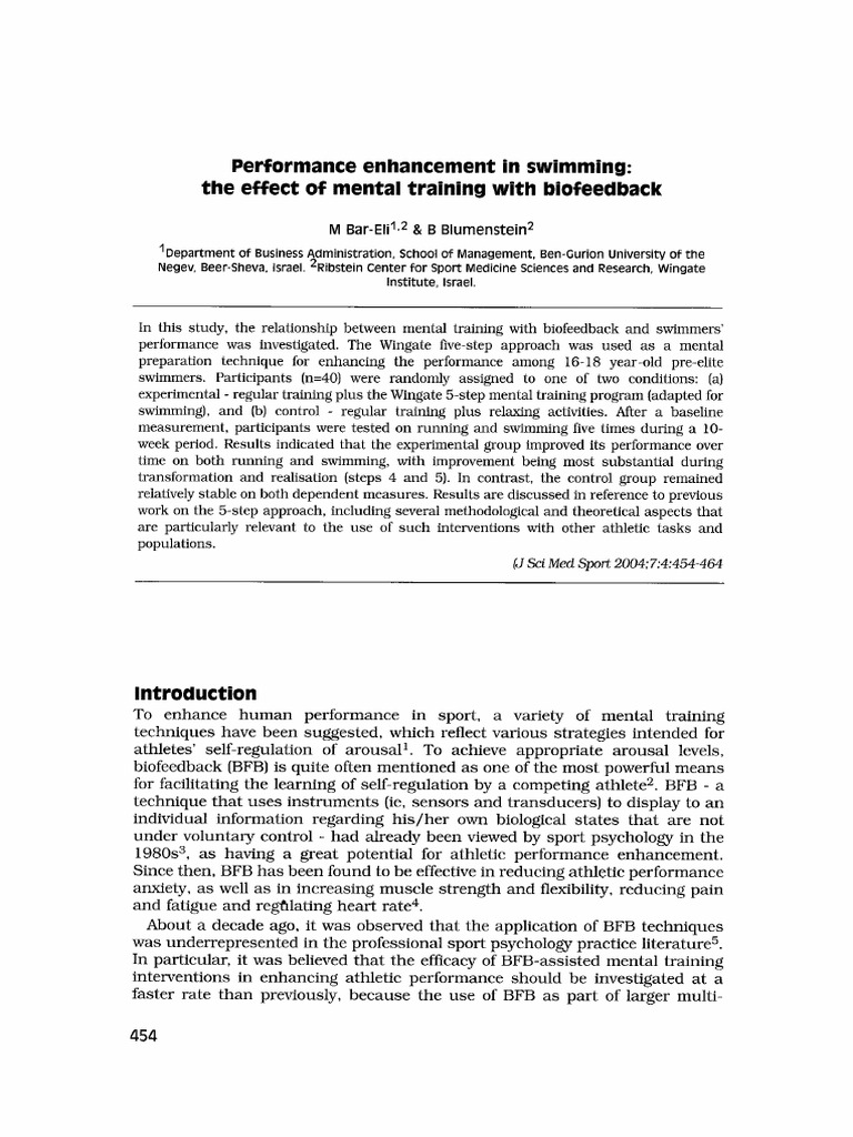Performance Enhancement in Swimming Baumaister PDF | PDF | Analysis Of ...