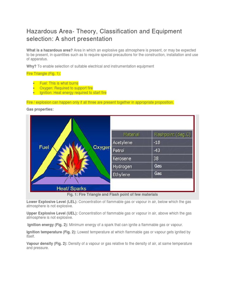 Hazardous Area-Theory, Classification and Equipment Selection: A Short ...