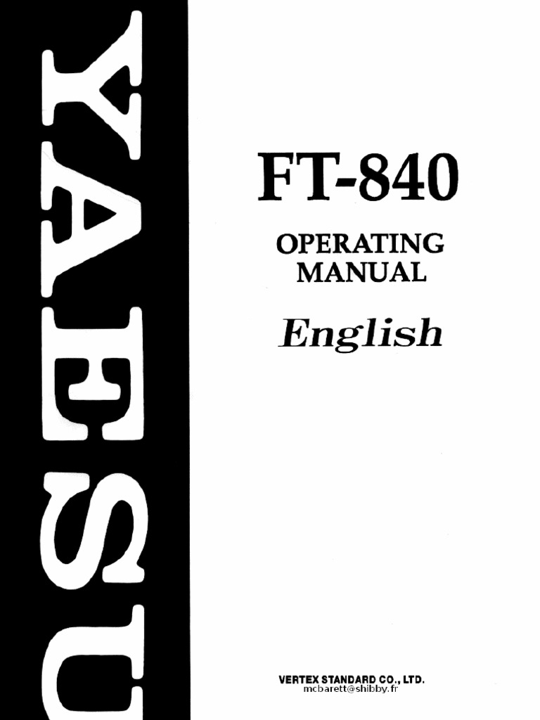 Yaesu FT-840 Operating Manual | PDF | Broadcasting | Broadcast Engineering