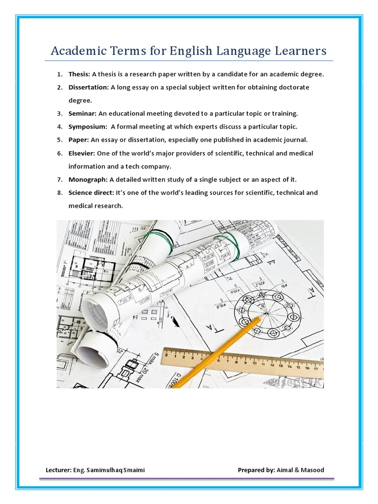 Academic Terms For English Language Learners | PDF