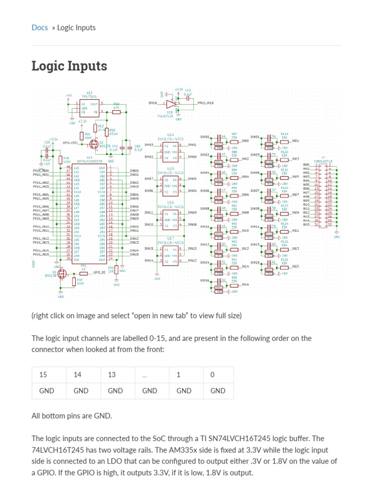 Logic Inputs - BeagleLogic Standalone 1.0 Documentation | PDF