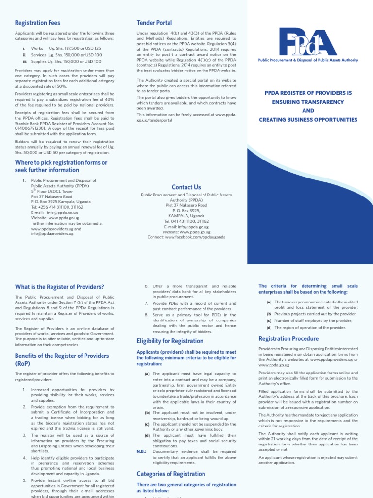 About PPDA Register of Providers | Download Free PDF | Bankruptcy ...