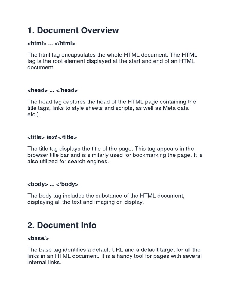 Document Overview: ... | Download Free PDF | Html Element | Html