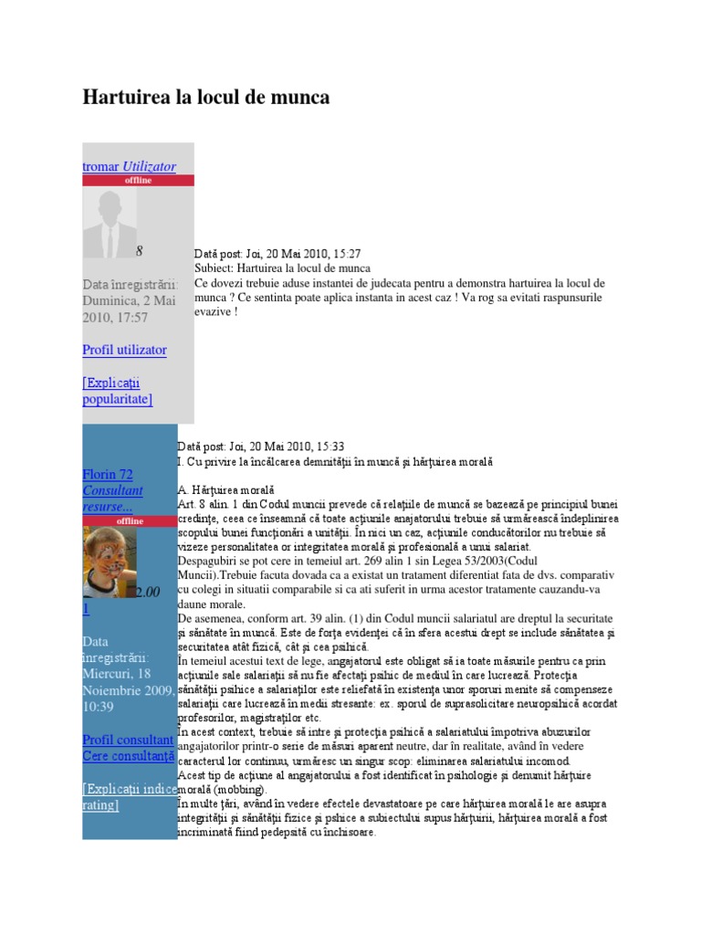 Hartuirea La Locul de Munca
