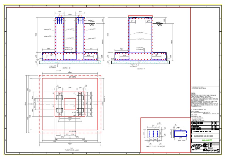 Engineering Drawing of Building Foundation Cross Sections with ...