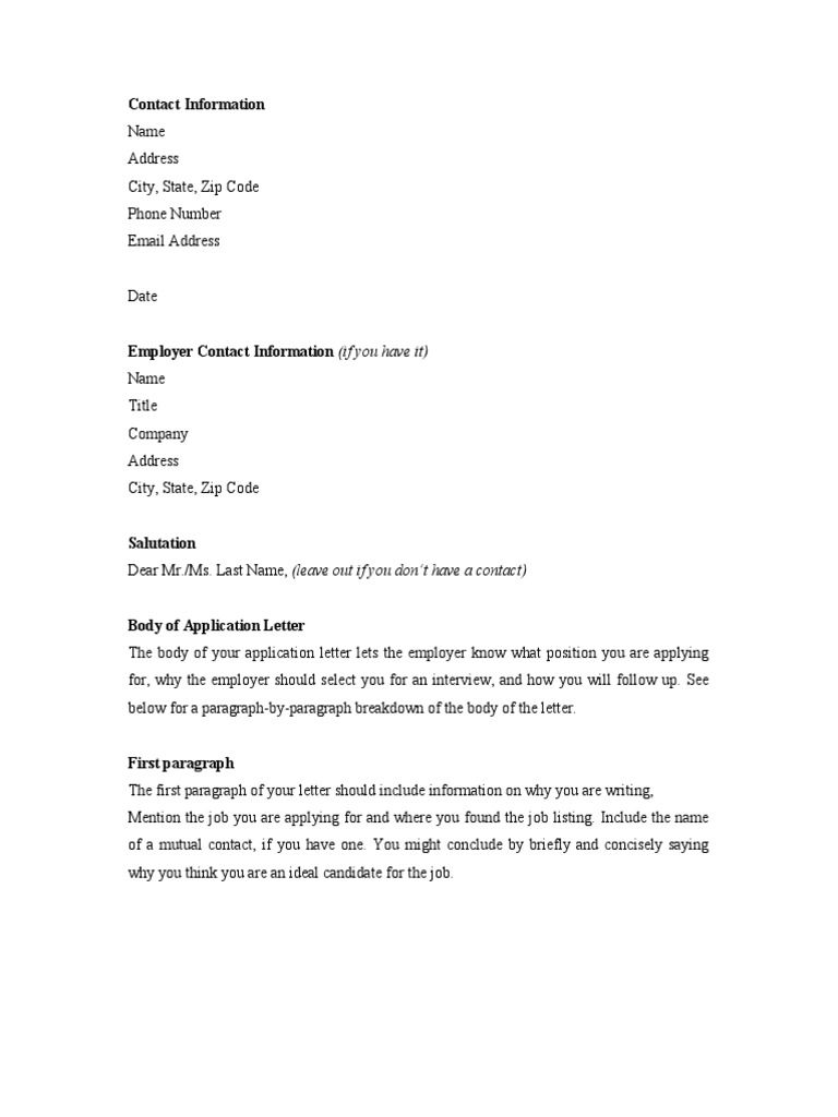 Format of Application Letter | PDF