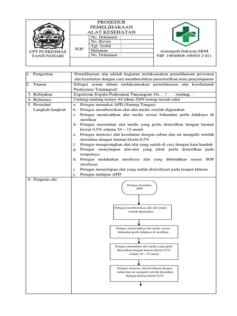 Sop Pemeliharaan Alkes | PDF