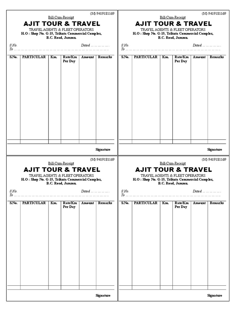 Tour Travel Bill | PDF
