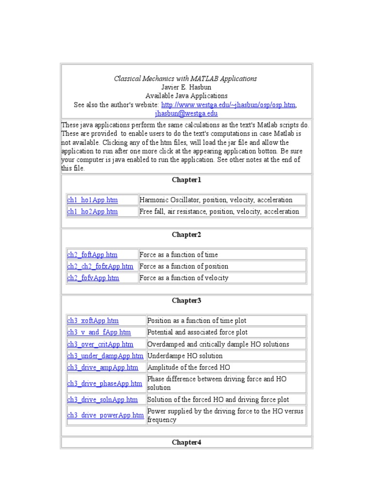 Classical Mechanics With MATLAB Applications Javier E Hasbun | PDF ...