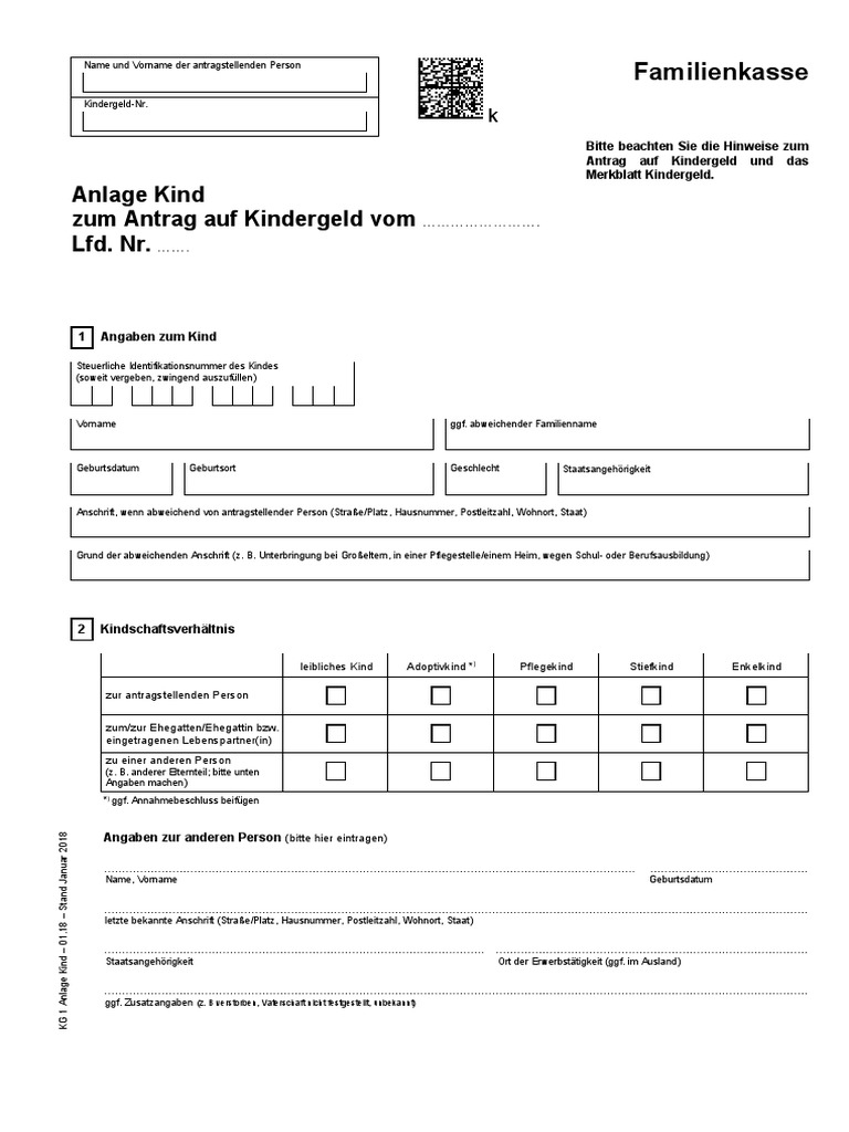 Formular Kg 1 – Kindergeldantrag 2025 Pdf – GIAU