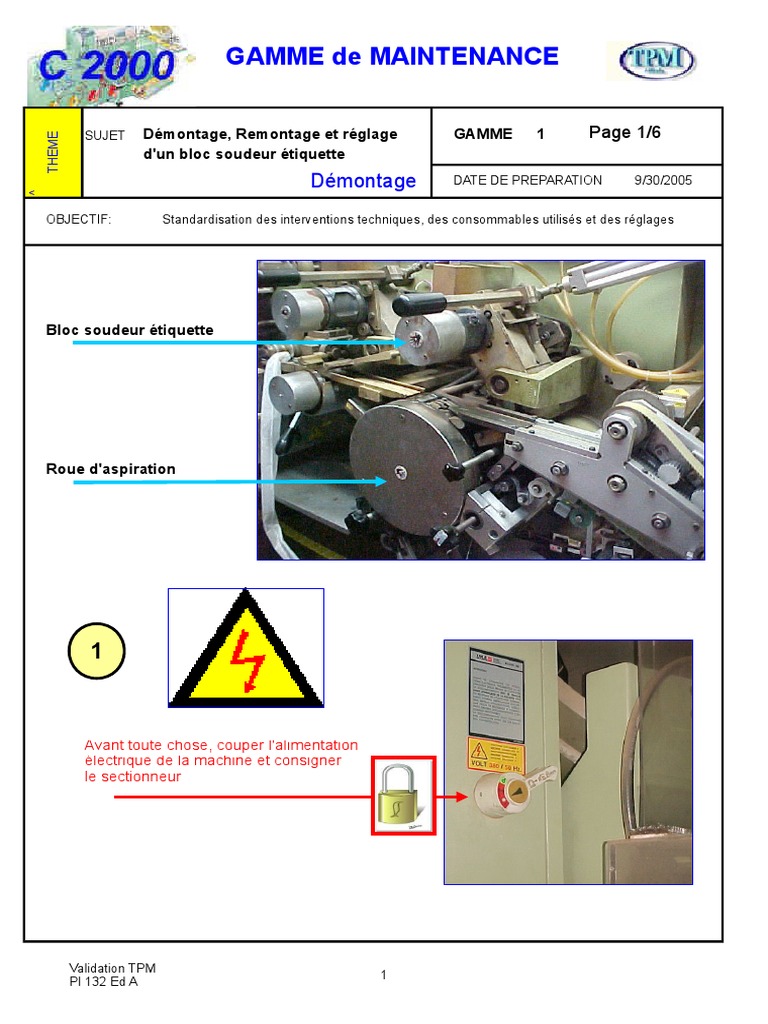 Gamme De Maintenance: Démontage | Ingénierie mécanique | Biens manufacturés