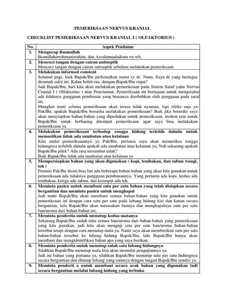 Assessing the First Cranial Nerve: A Step-by-Step Checklist for ...