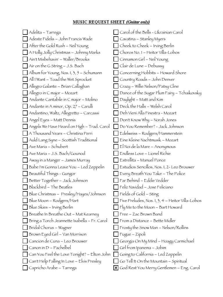 Music Request Sheet | PDF