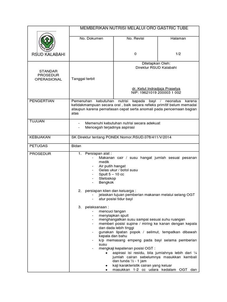 Nutrisi Bayi dengan OGT di RSUD Kalabahi | PDF