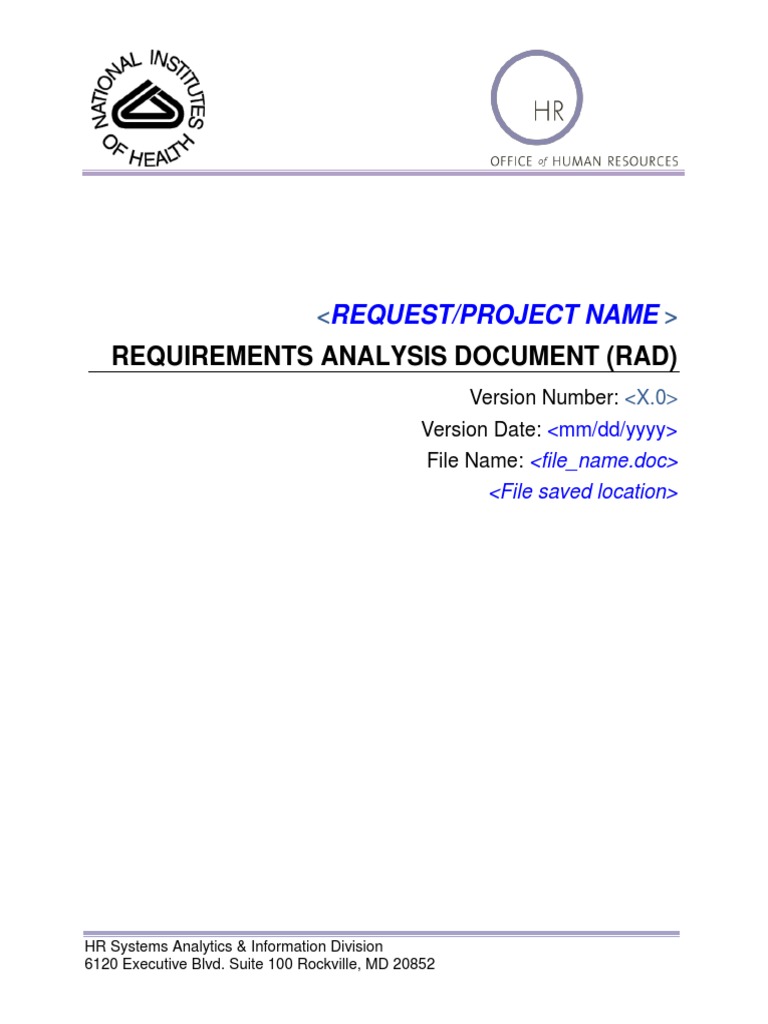 Requirements Analysis Document Template | PDF | Project Management | Information Technology ...