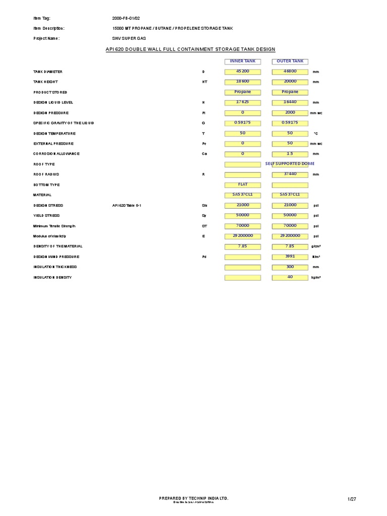 API 620 Design | PDF | Propane | Pressure