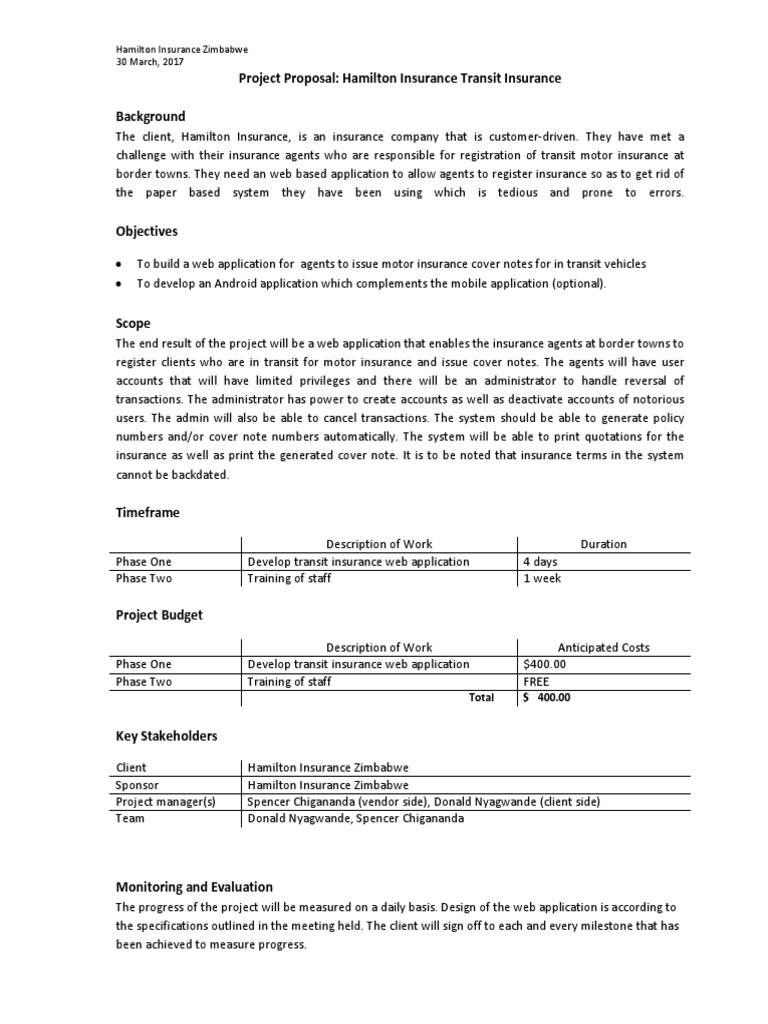 Transit Insurance Application Proposal | PDF | Web Application ...